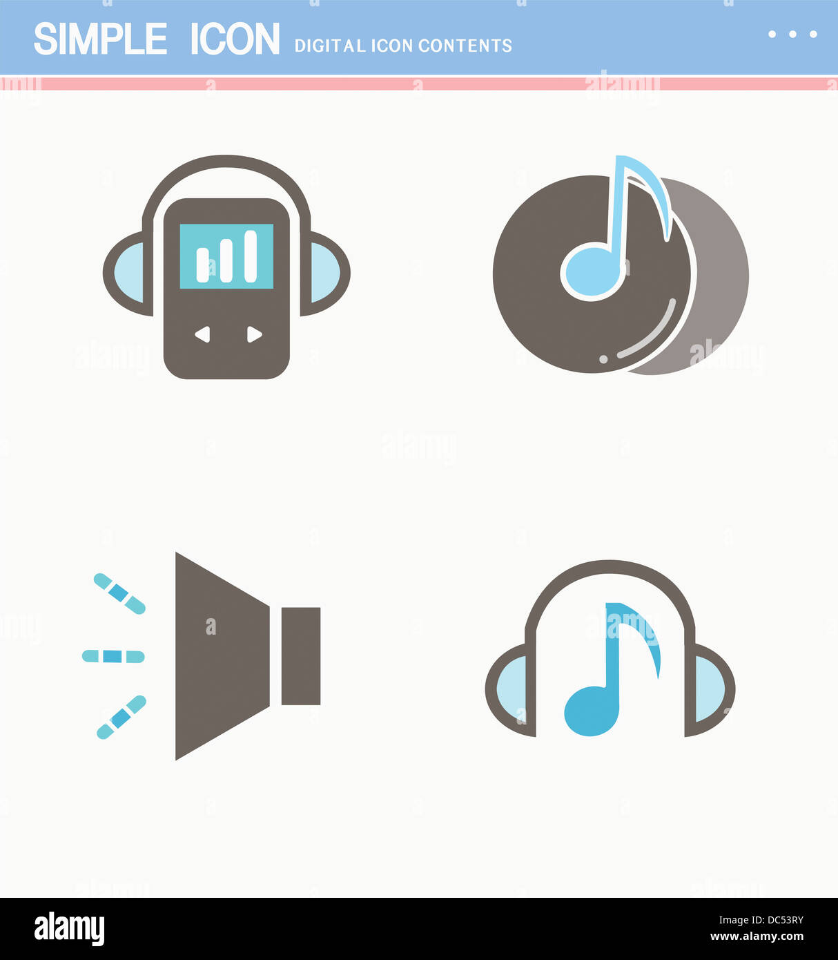 illustration of simple icons related to music Stock Photo - Alamy