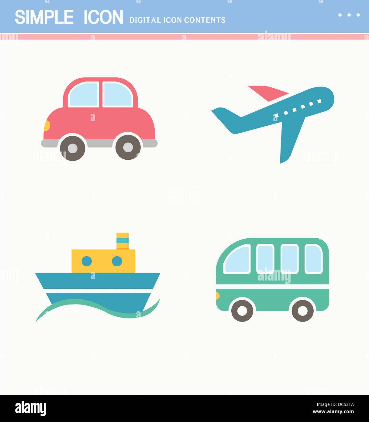 illustration of simple icons related to transportation Stock Photo - Alamy