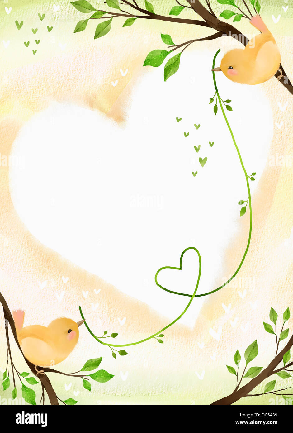 illustration memo template featuring birds Stock Photo - Alamy