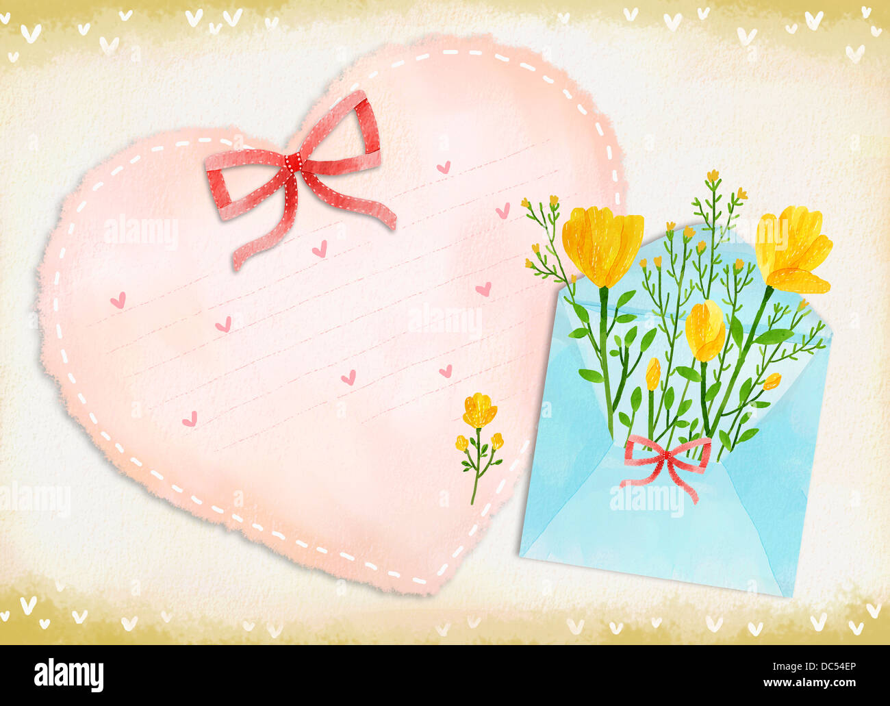 illustration memo template featuring a heart and envelope Stock Photo ...