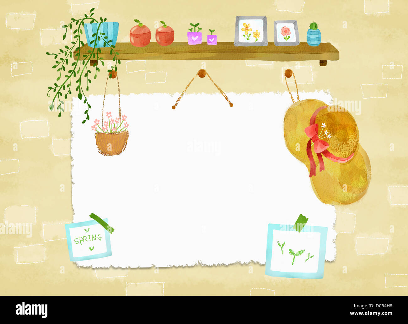 illustration memo template featuring wall shelf Stock Photo - Alamy