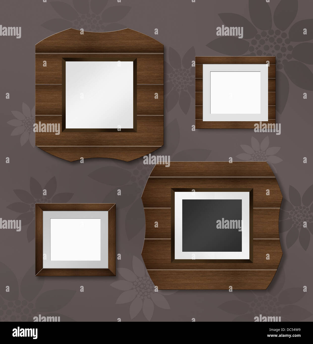 illustration template of wooden frames Stock Photo - Alamy