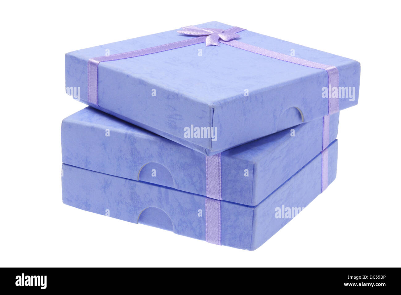 Stack Of Blue Gift Boxes On White Background Stock Photo - Alamy