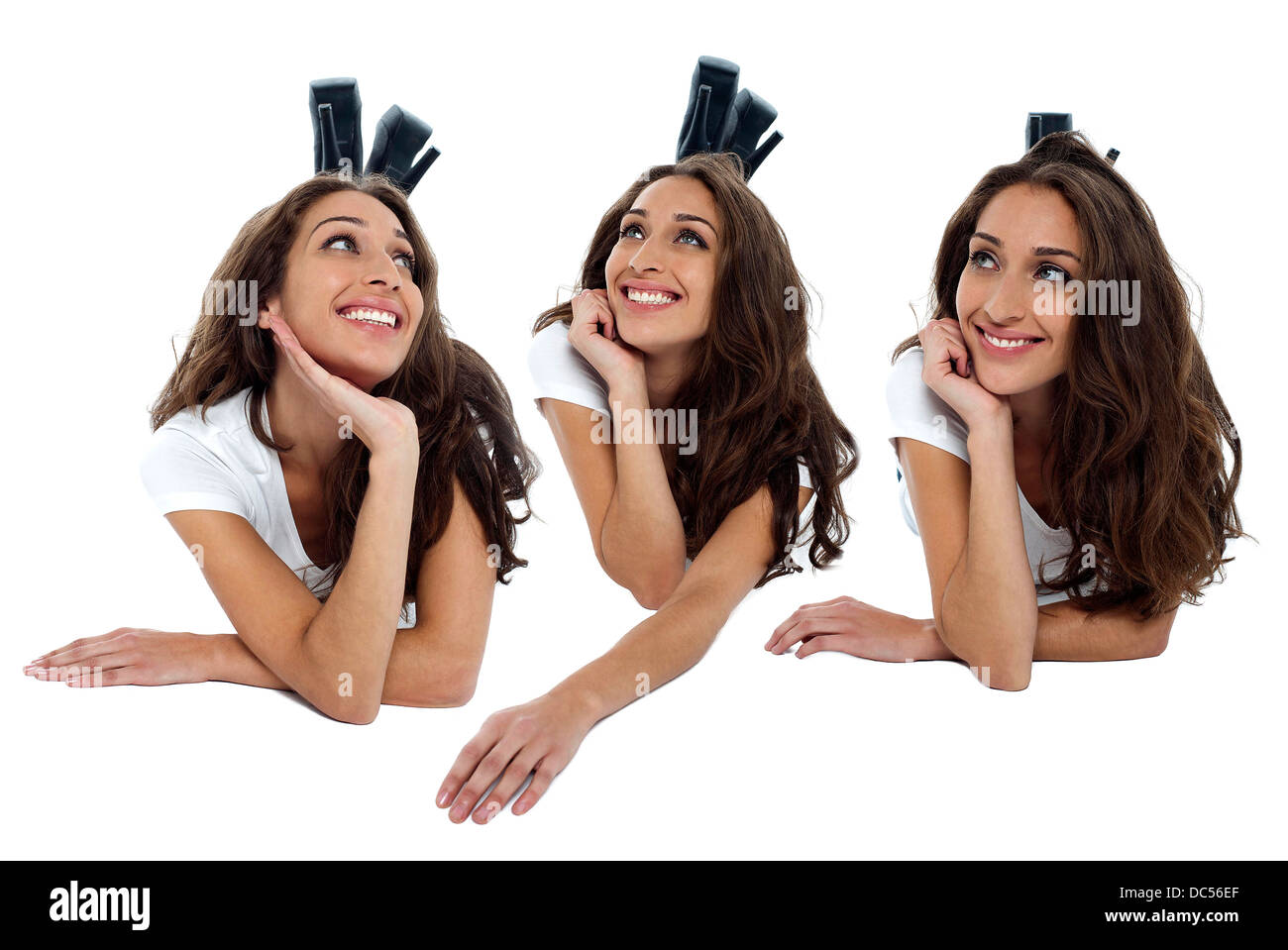 Thoughtful female fashion model Cut Out Stock Images & Pictures - Alamy