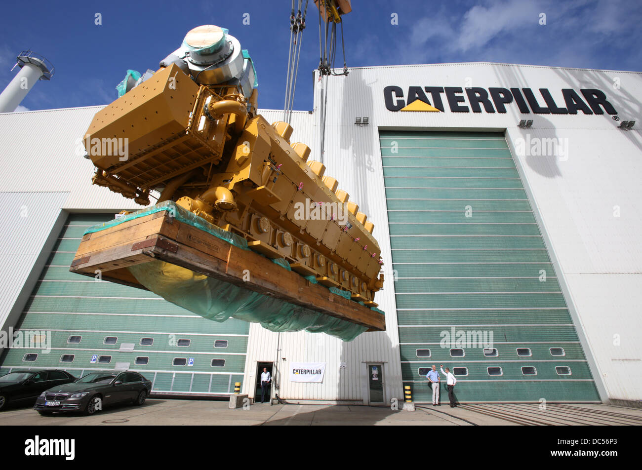 Rostock-Warnemuende, Germany. 09th Aug, 2013. Catapillar Motor Factory ...