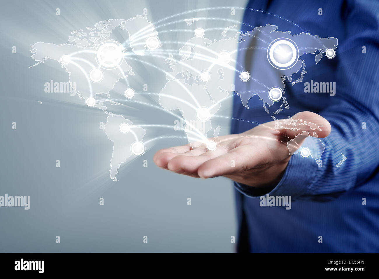 Smart man pressing virtual buttons hi-res stock photography and images ...