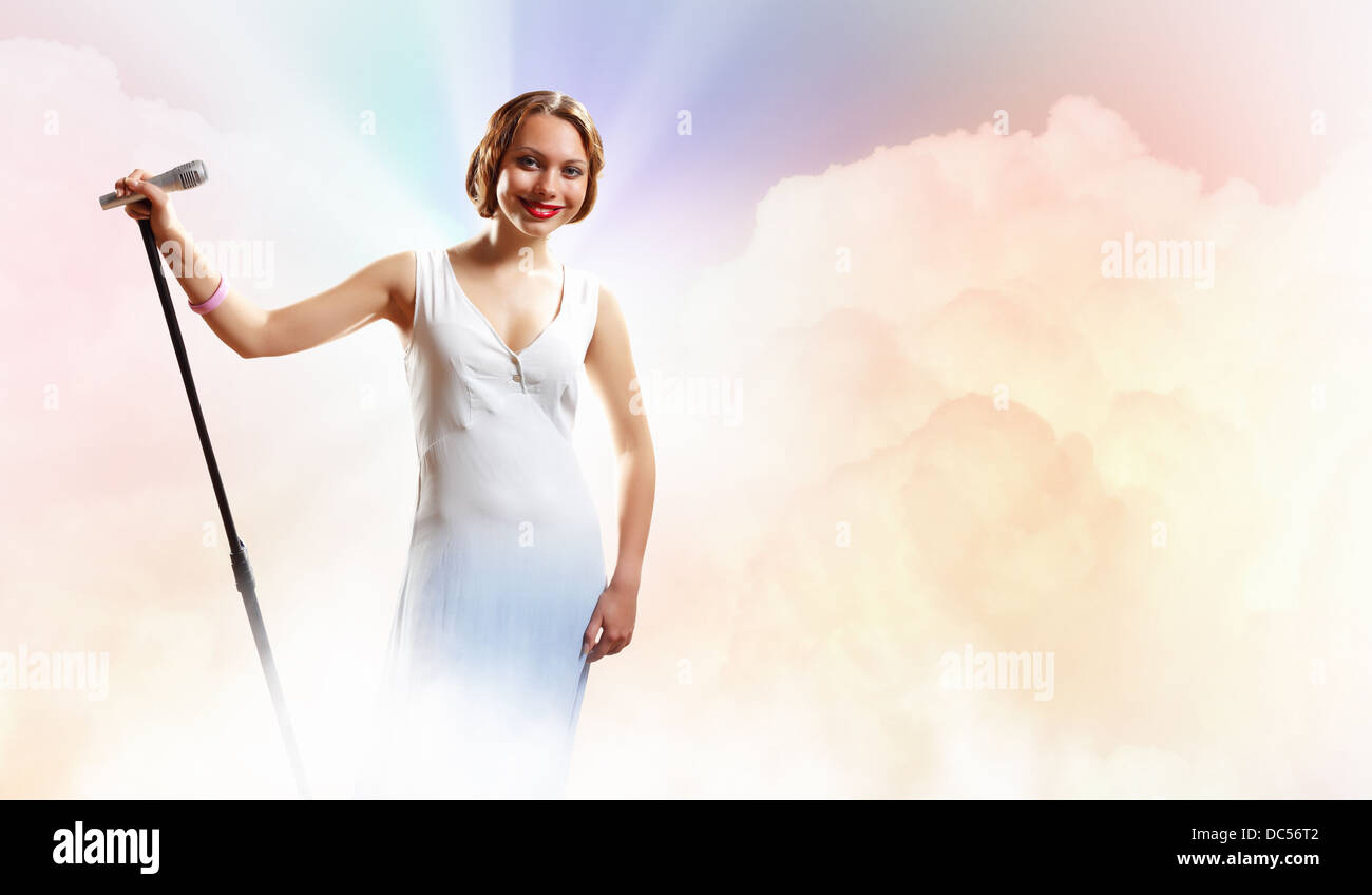 Portrait of female singer Stock Photo - Alamy