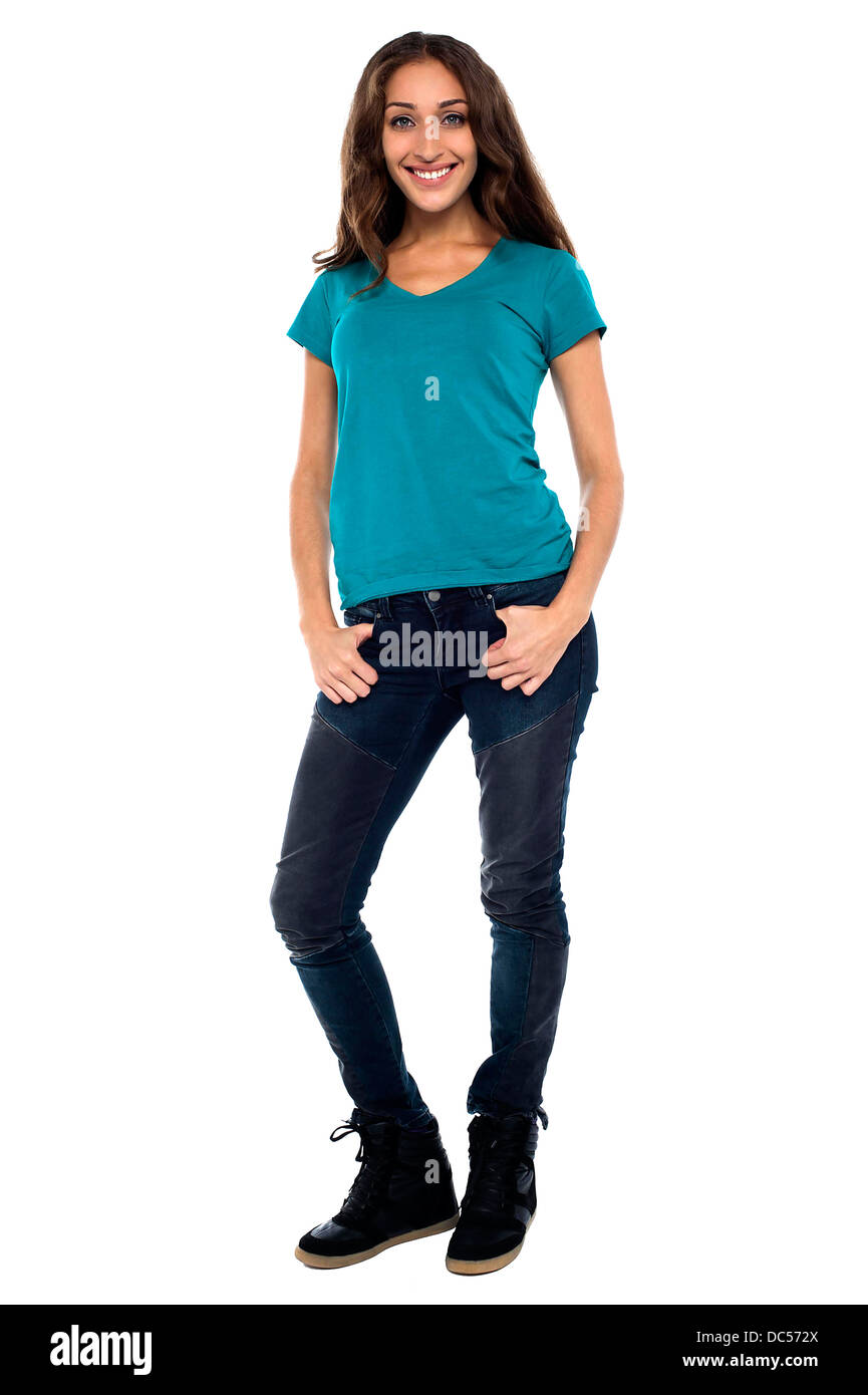 Portrait charming young woman long Cut Out Stock Images & Pictures - Alamy