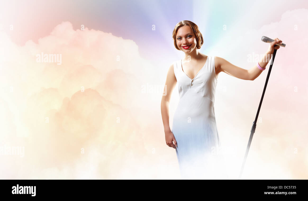 Portrait of female singer Stock Photo - Alamy