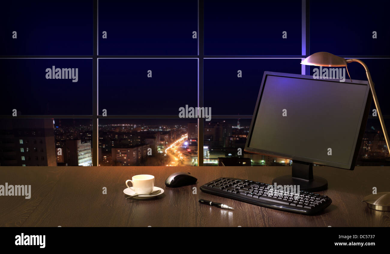 Office at night Stock Photo - Alamy