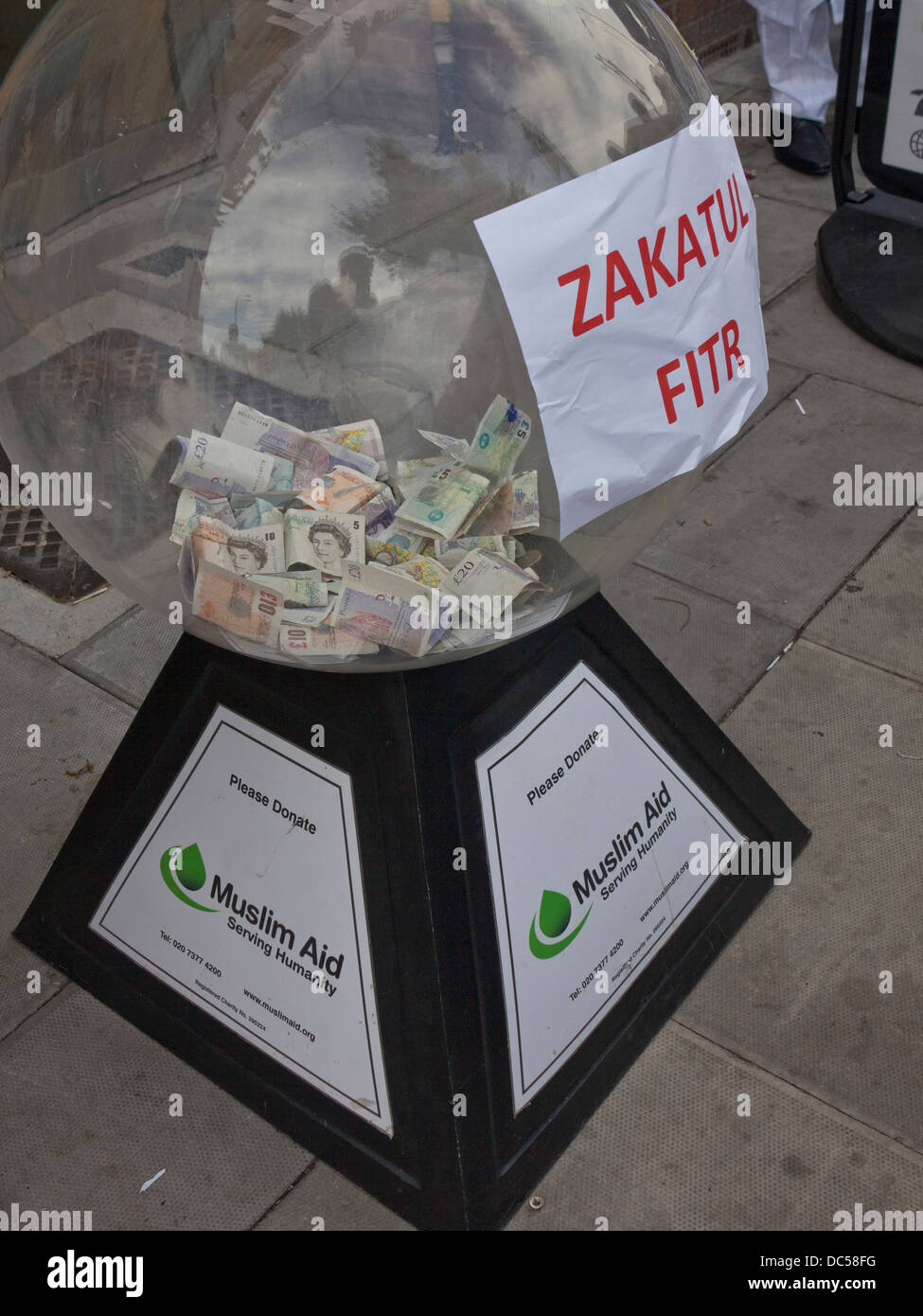 Donation box for Islamic charities at Eid Mubarak, at the end of ...