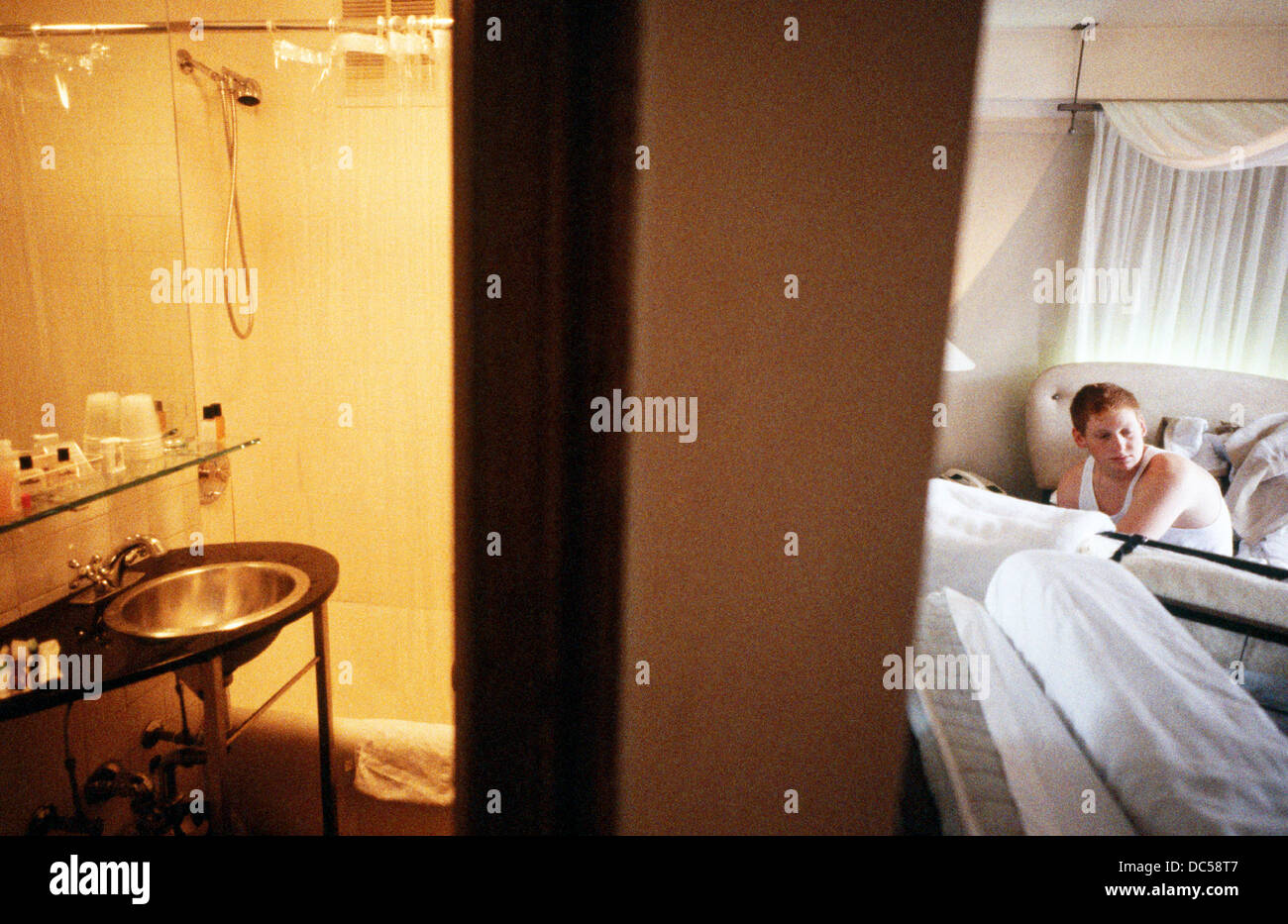 Boy getting up bed morning hi-res stock photography and images - Alamy