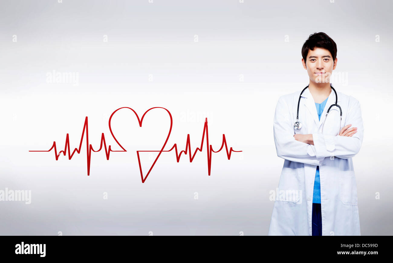 a doctor with heart beat rate chart Stock Photo - Alamy