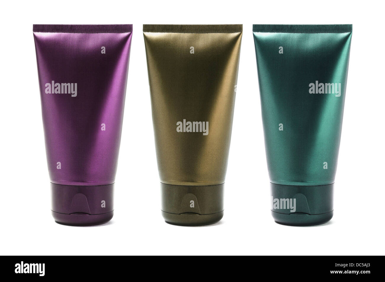Three Cosmetic Containers On White Background Stock Photo - Alamy