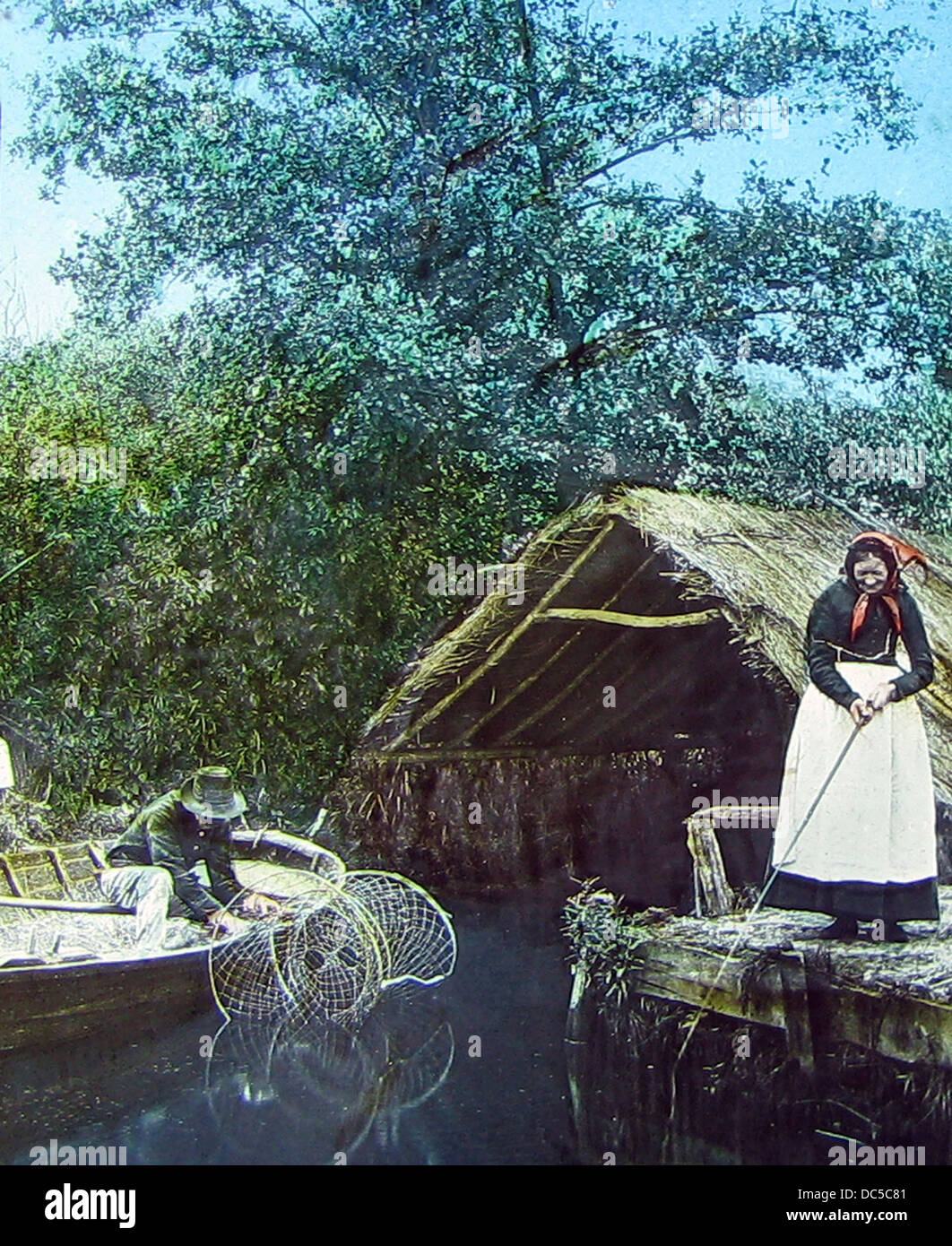 Norfolk A reed boat house Victorian period Stock Photo - Alamy