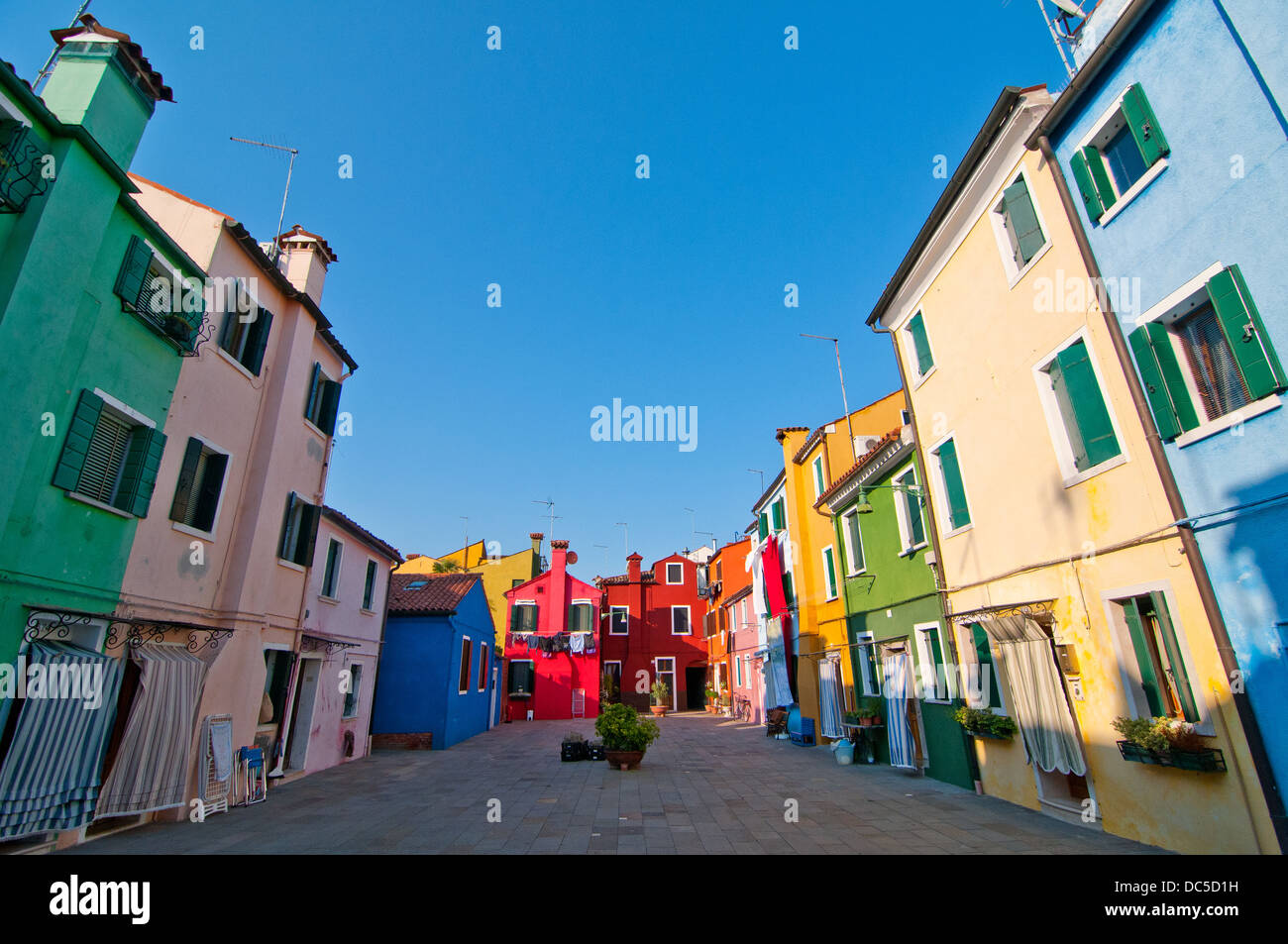 Italy Venice Burano island with traditional colorful houses Stock Photo ...