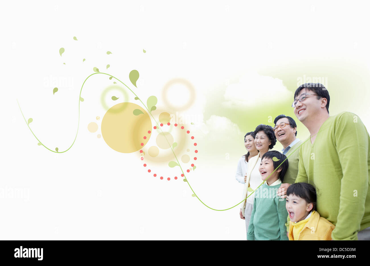 illustration on a picture of a extended family Stock Photo - Alamy