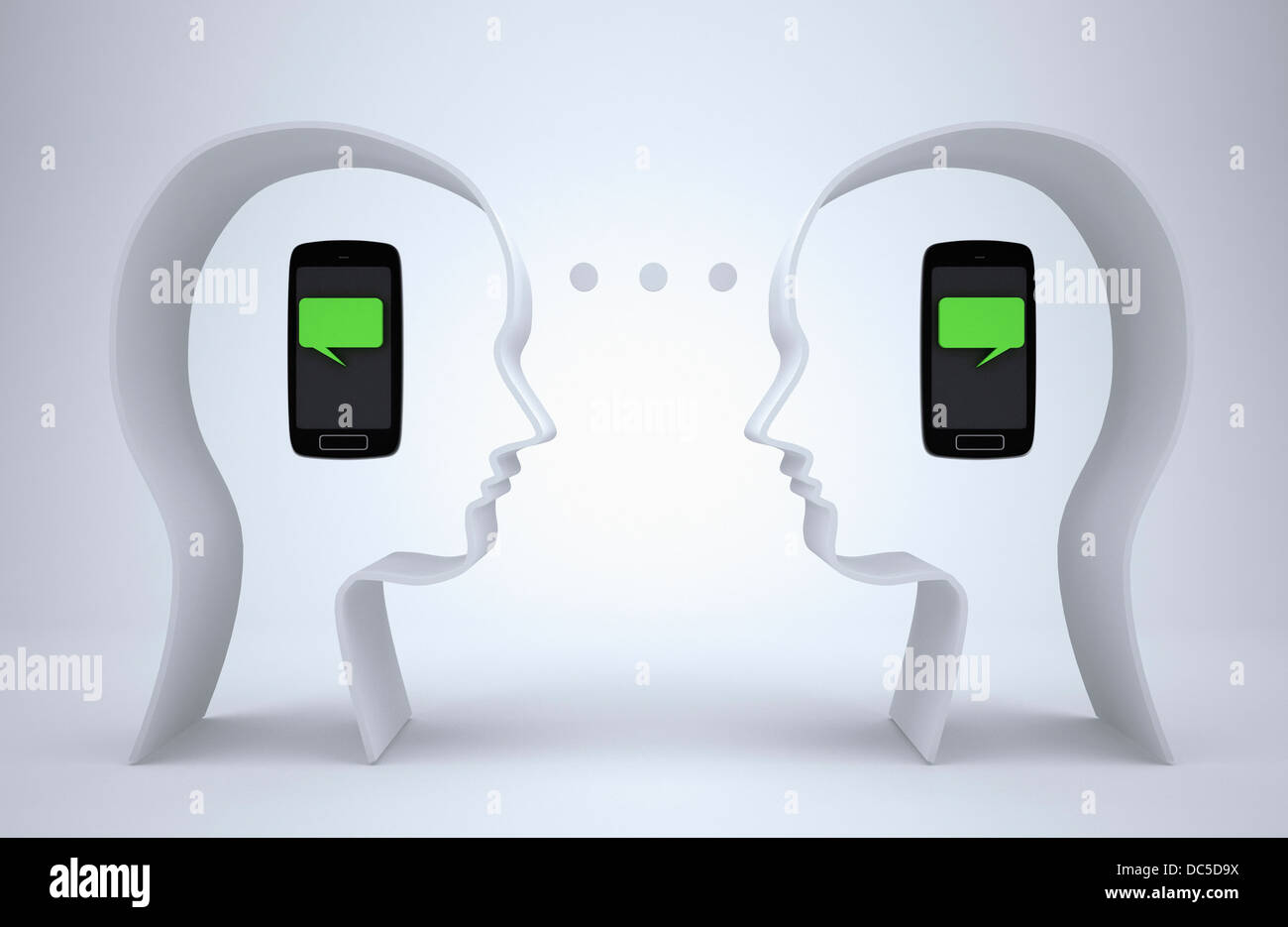 illustration of two heads with Smartphone inside Stock Photo - Alamy
