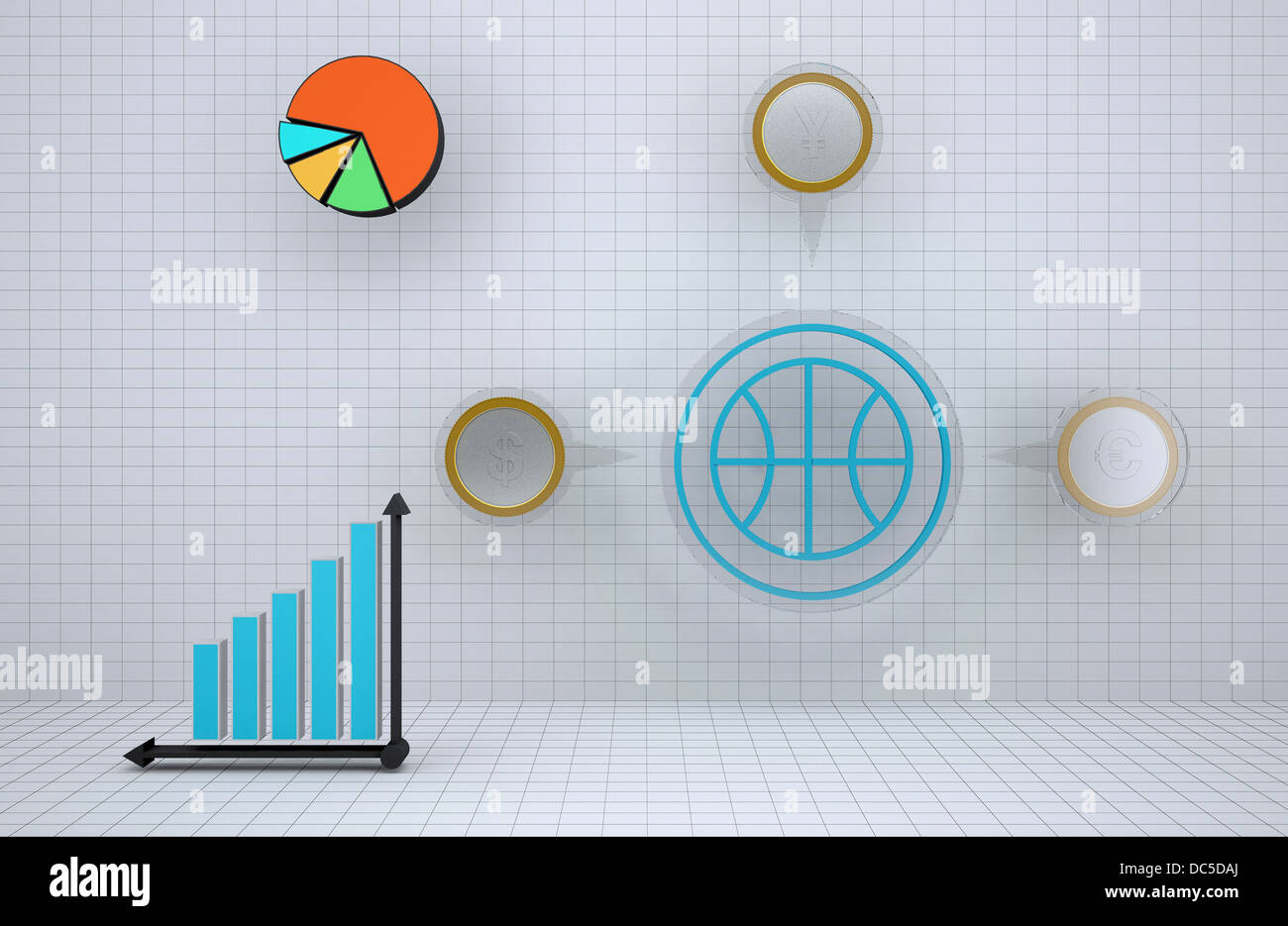 illustration of graphs on a grid Stock Photo - Alamy