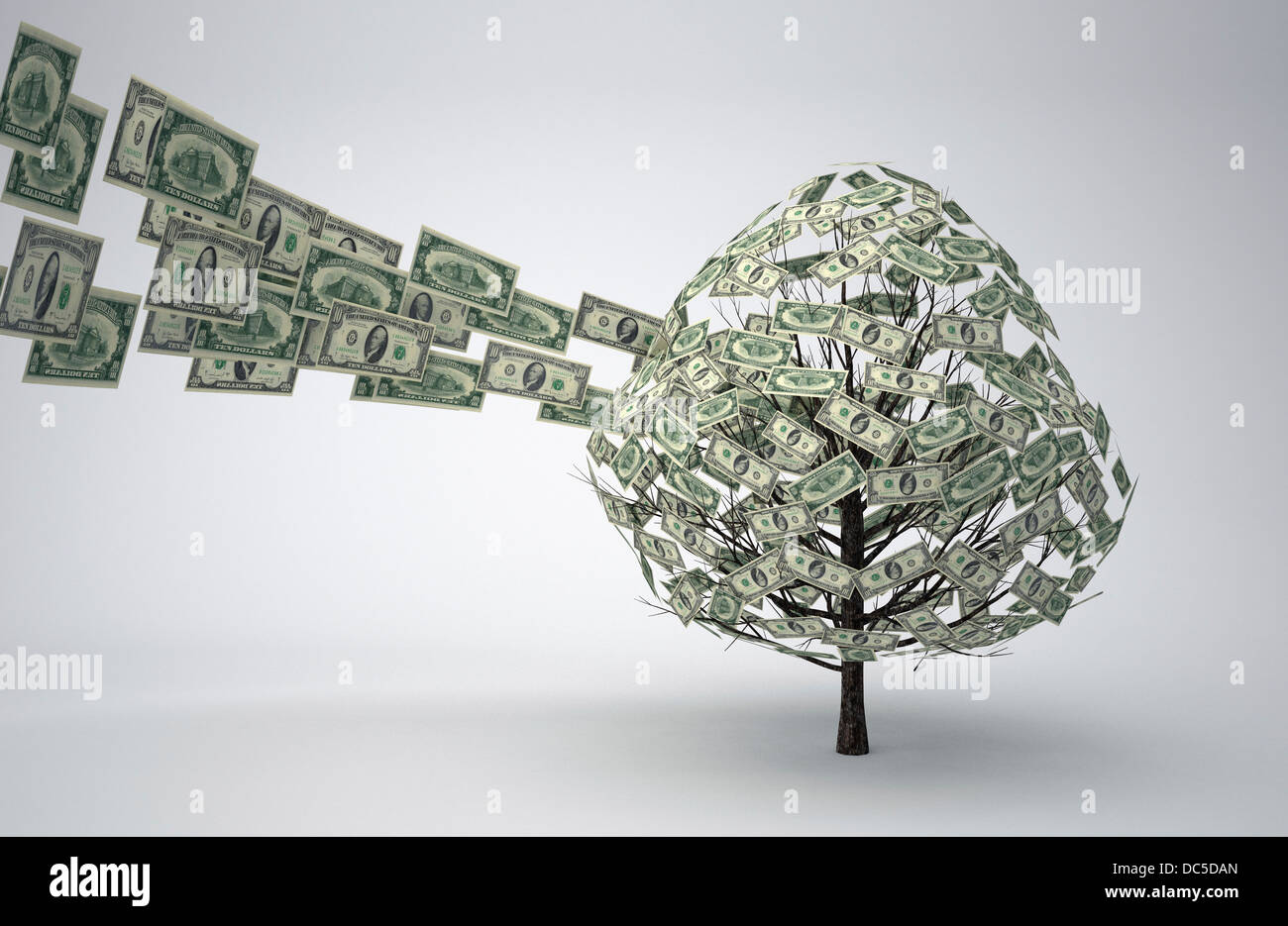 illustration of a tree made out of dollars Stock Photo - Alamy