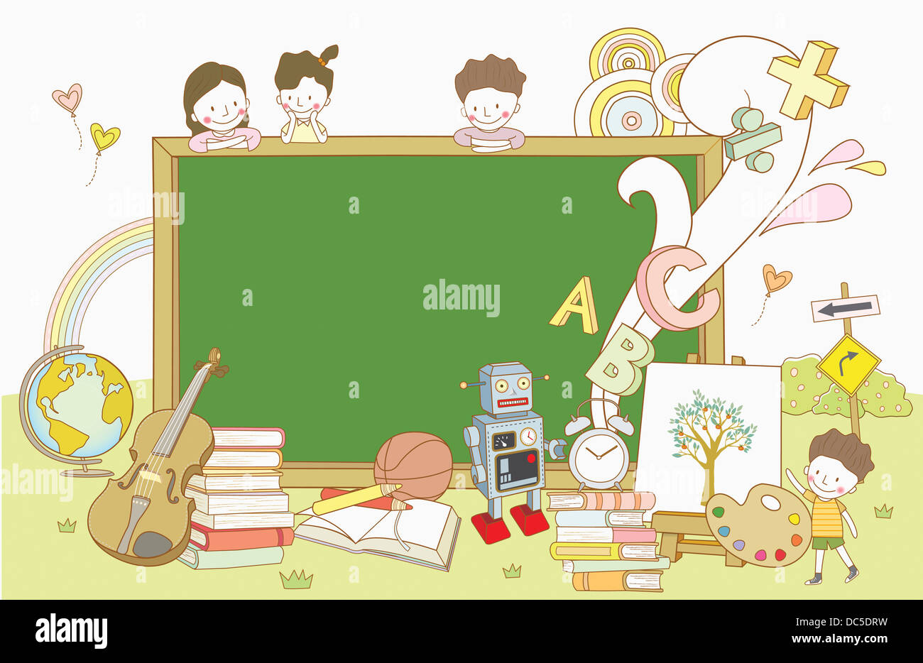 illustration of kids learning English Stock Photo - Alamy