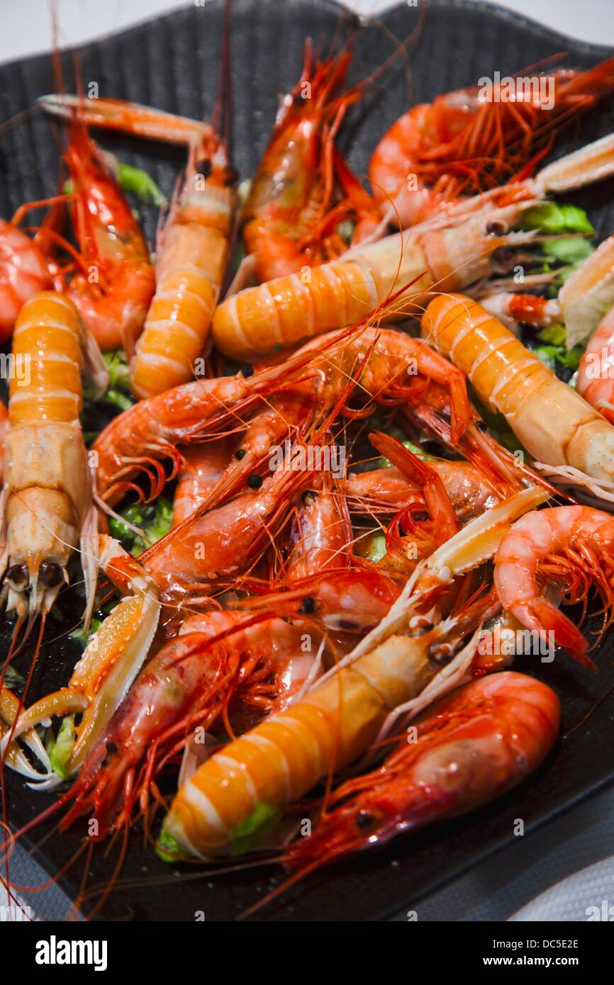 Crawfish, shrimp and small prawns from Cullera, Casa Rocher Restaurant ...
