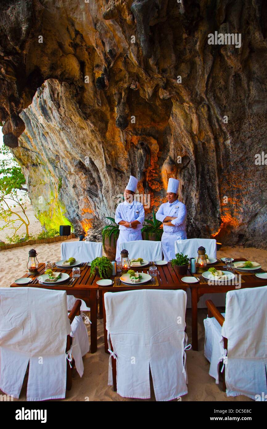 Tables from The Grotto Restaurant on the beach, Hotel Rayavadee, Hat ...