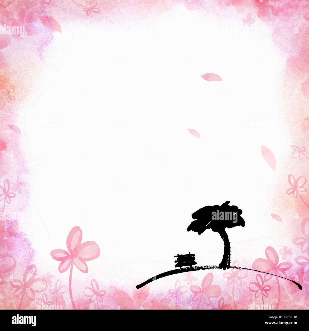 illustration of memo template featuring tree and a bench Stock Photo ...