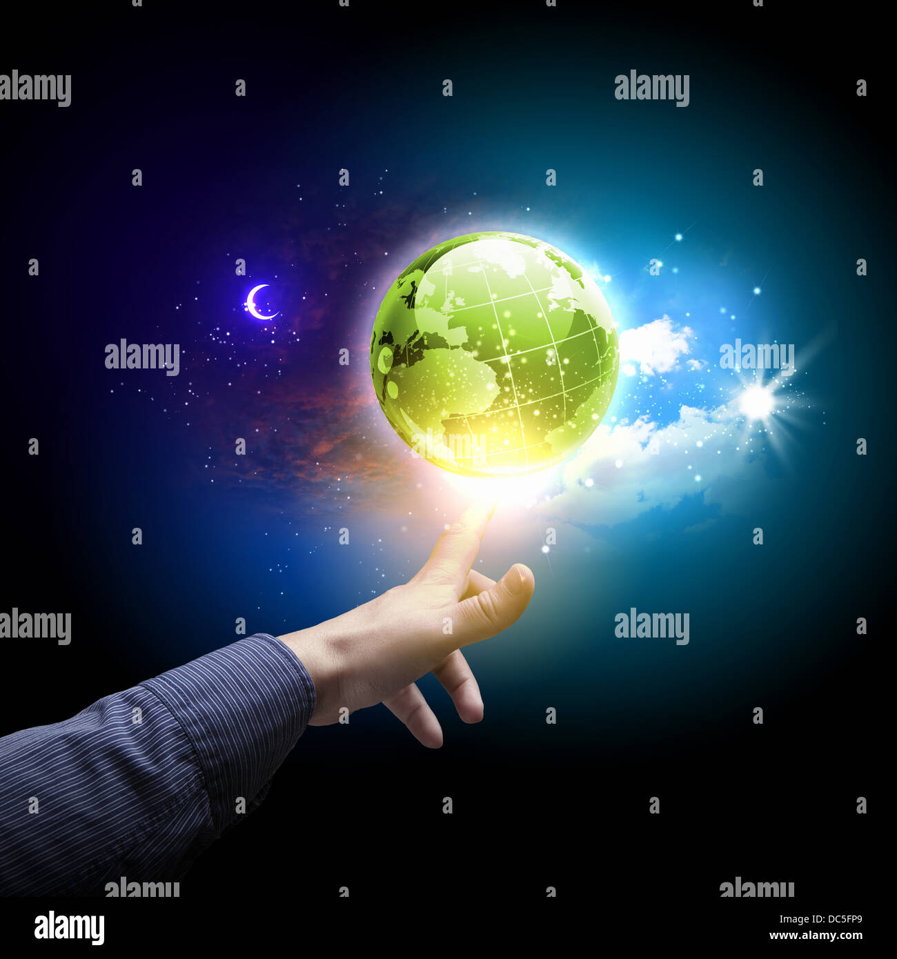 hand touching the earth Stock Photo - Alamy