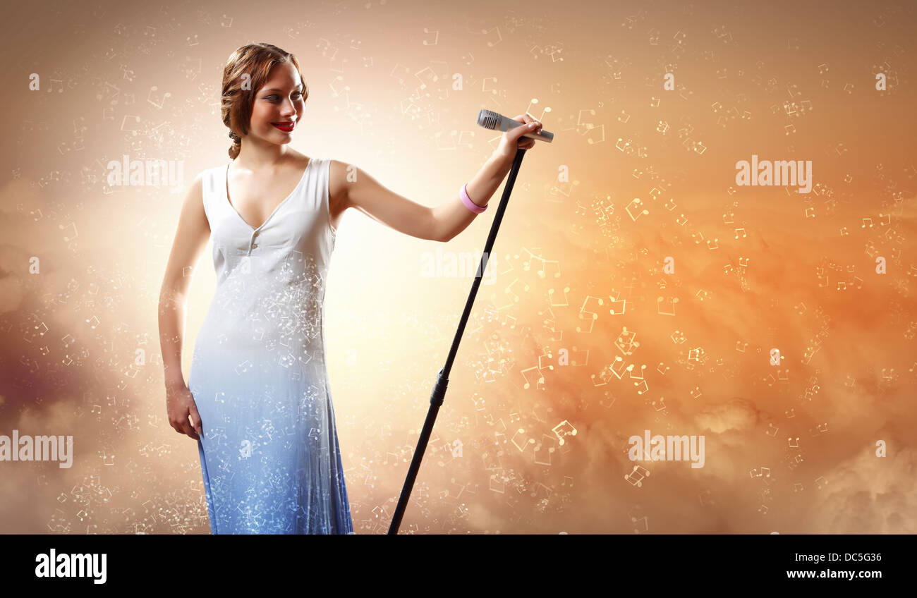 Portrait of female singer Stock Photo - Alamy