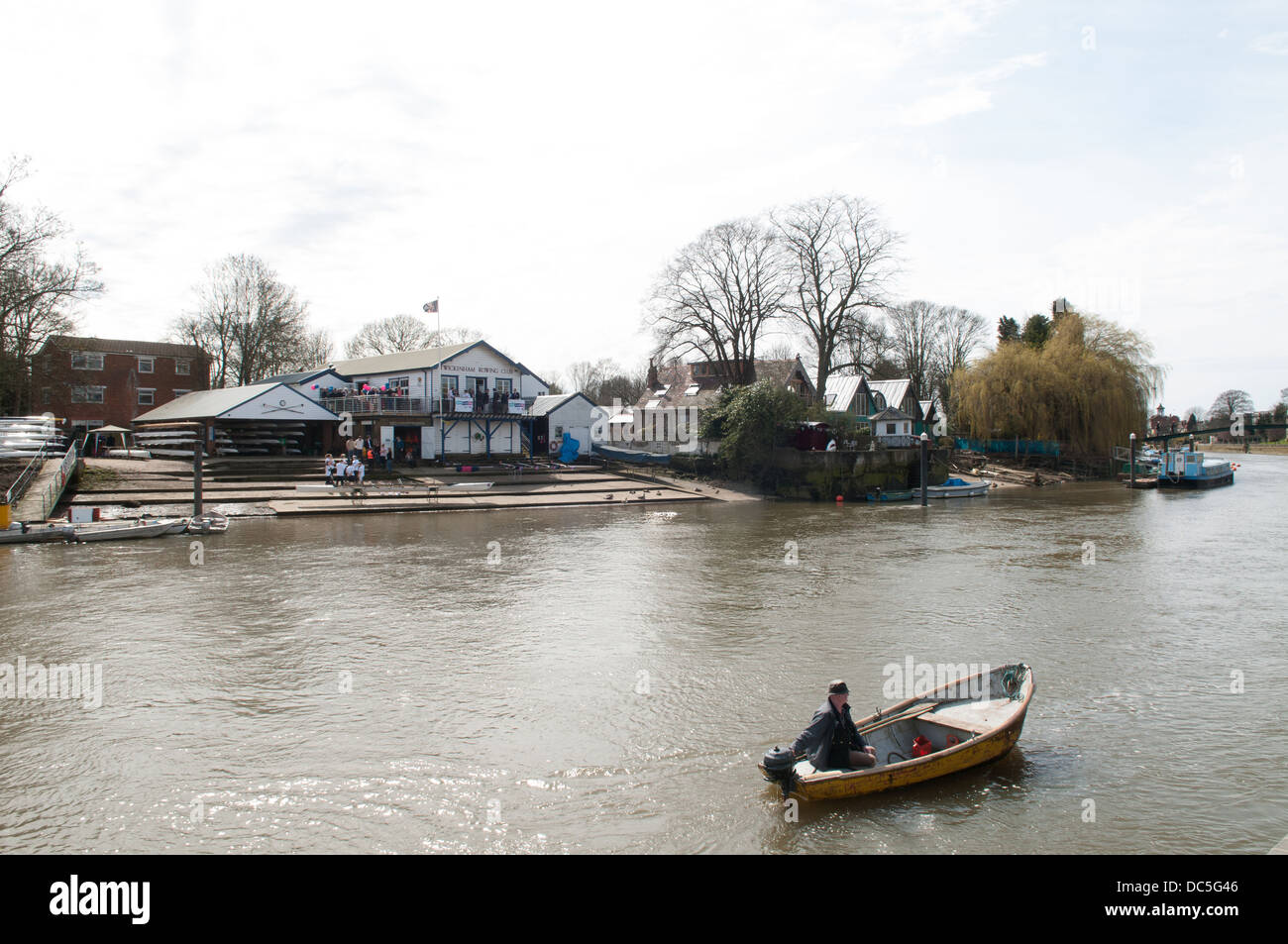 The Thames with the Twickenham Rowing club in the background, England ...