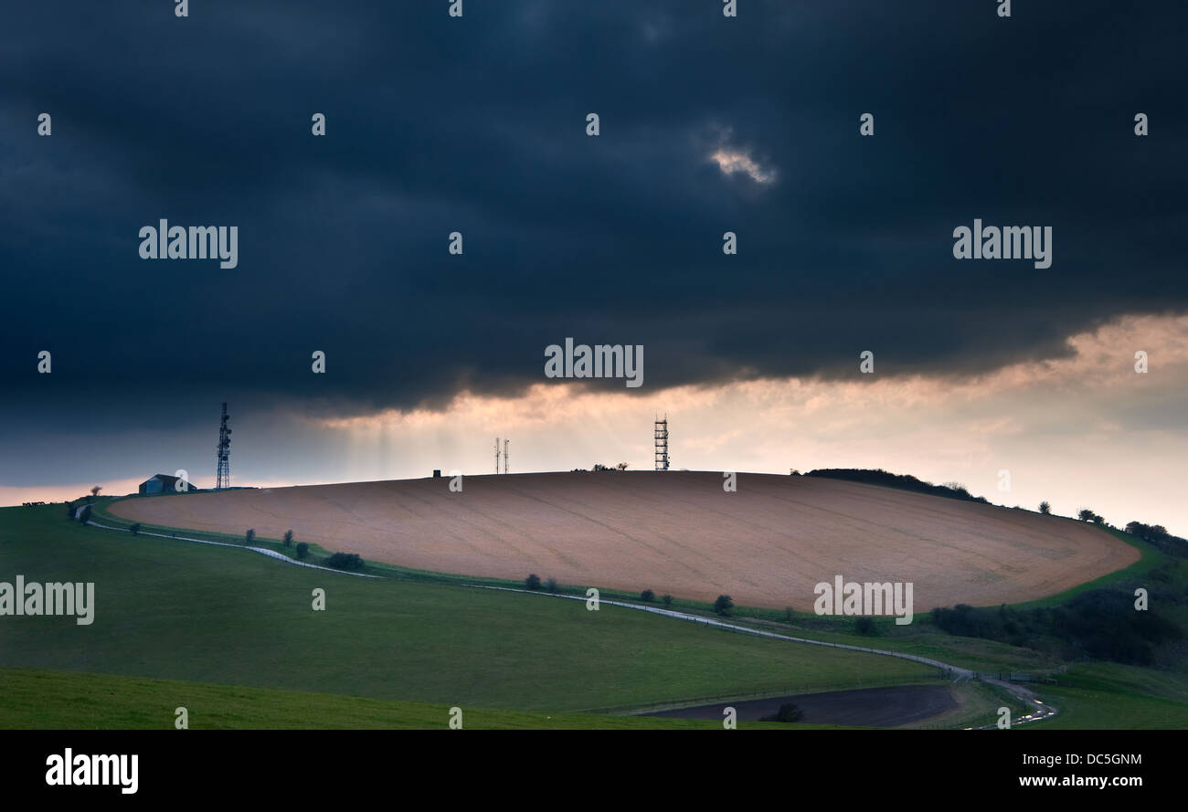 Beautiful countryside landscape across rolling hills with lovely cloud ...