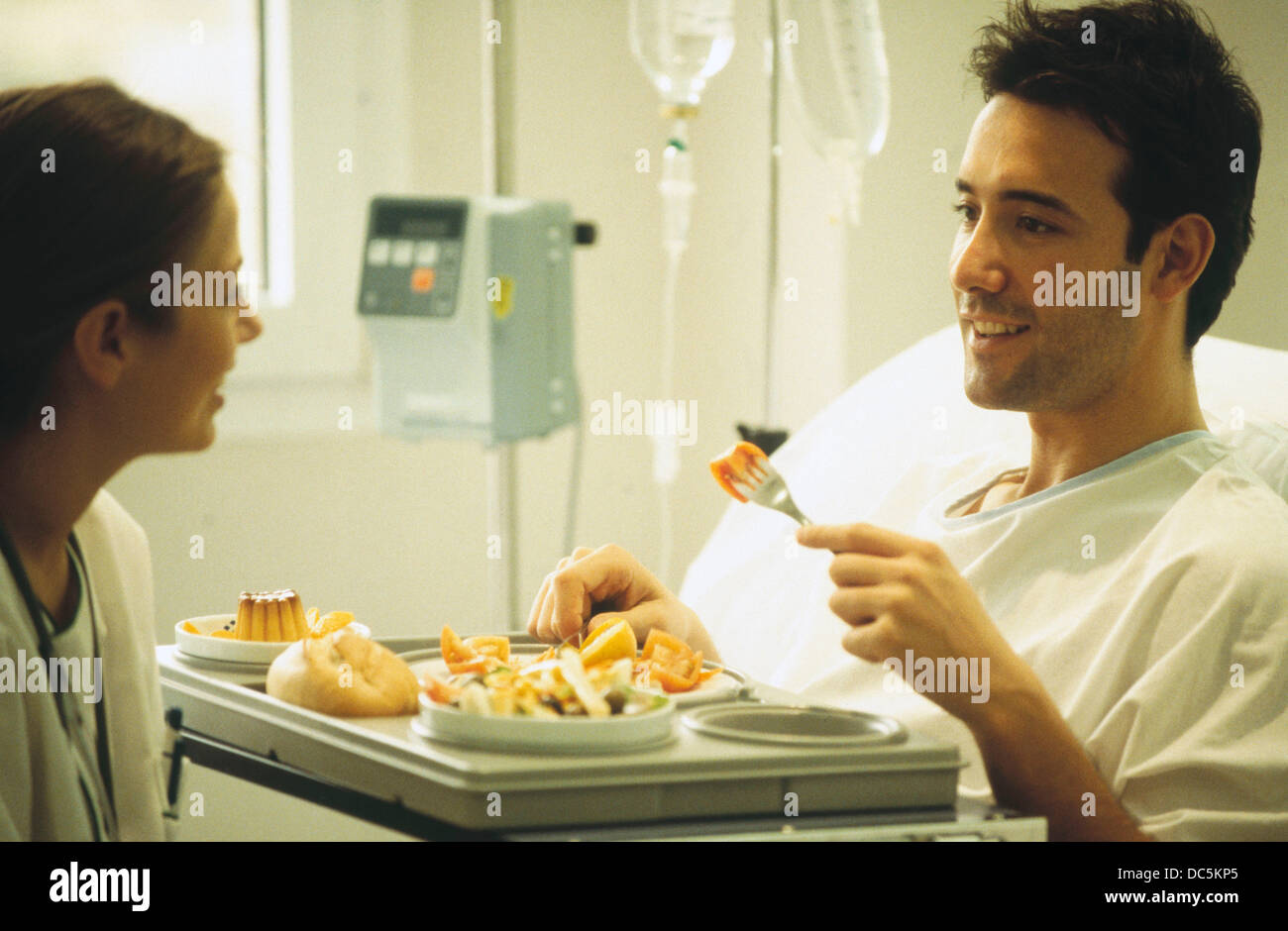 Ill woman hospital patient meal hi-res stock photography and images - Alamy