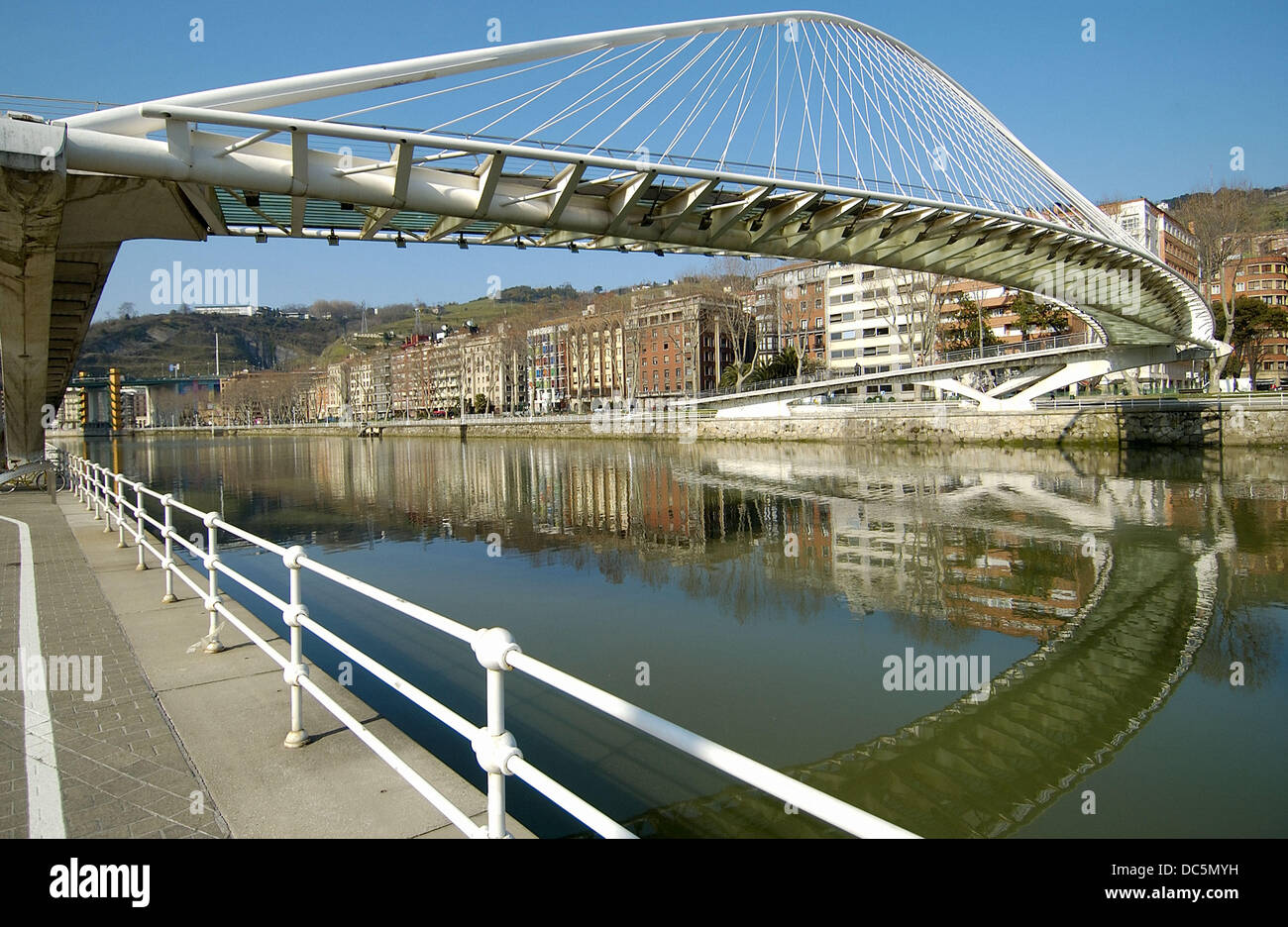 Zubizuri bridge, made by Santiago Calatrava. Bilbao. Bizkaia. Euskadi ...