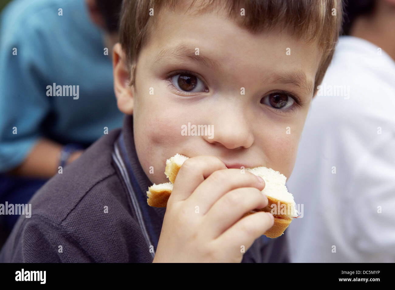 Year old boy eating sandwich hi-res stock photography and images - Alamy