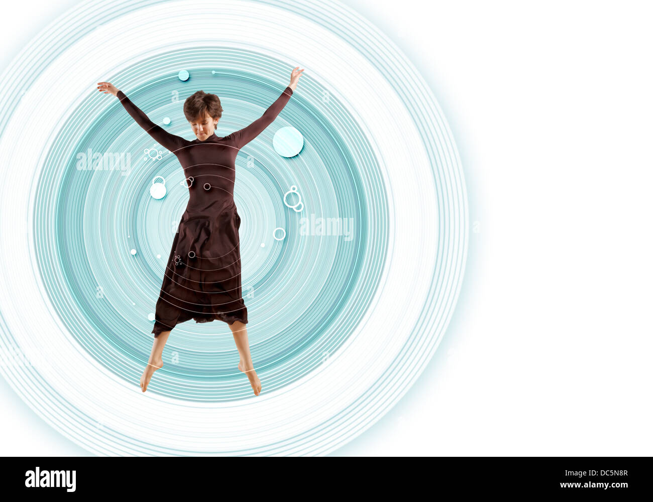 Girl in color dress dancing.Collage Stock Photo - Alamy