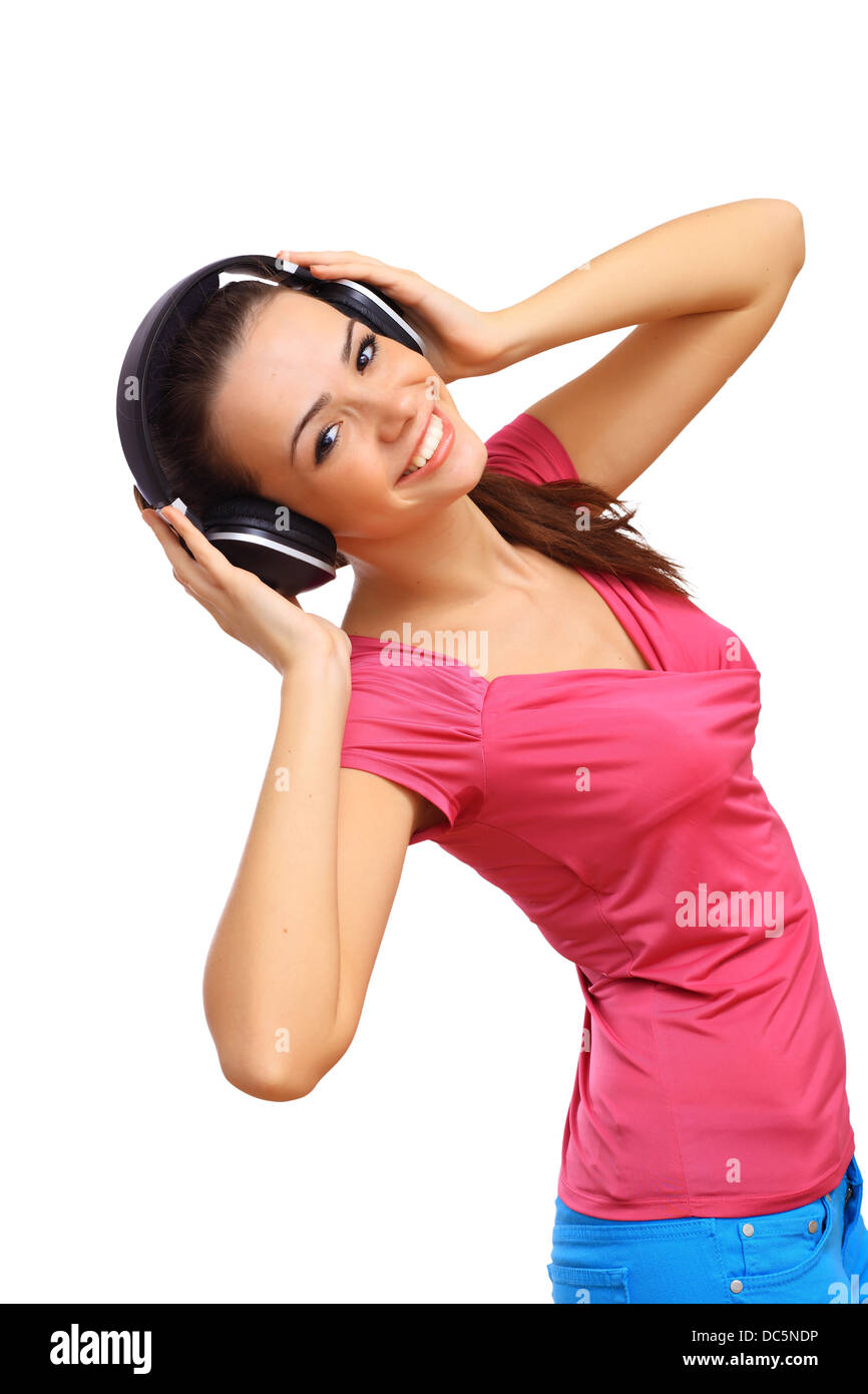 Happy smiling girl dancing Stock Photo - Alamy