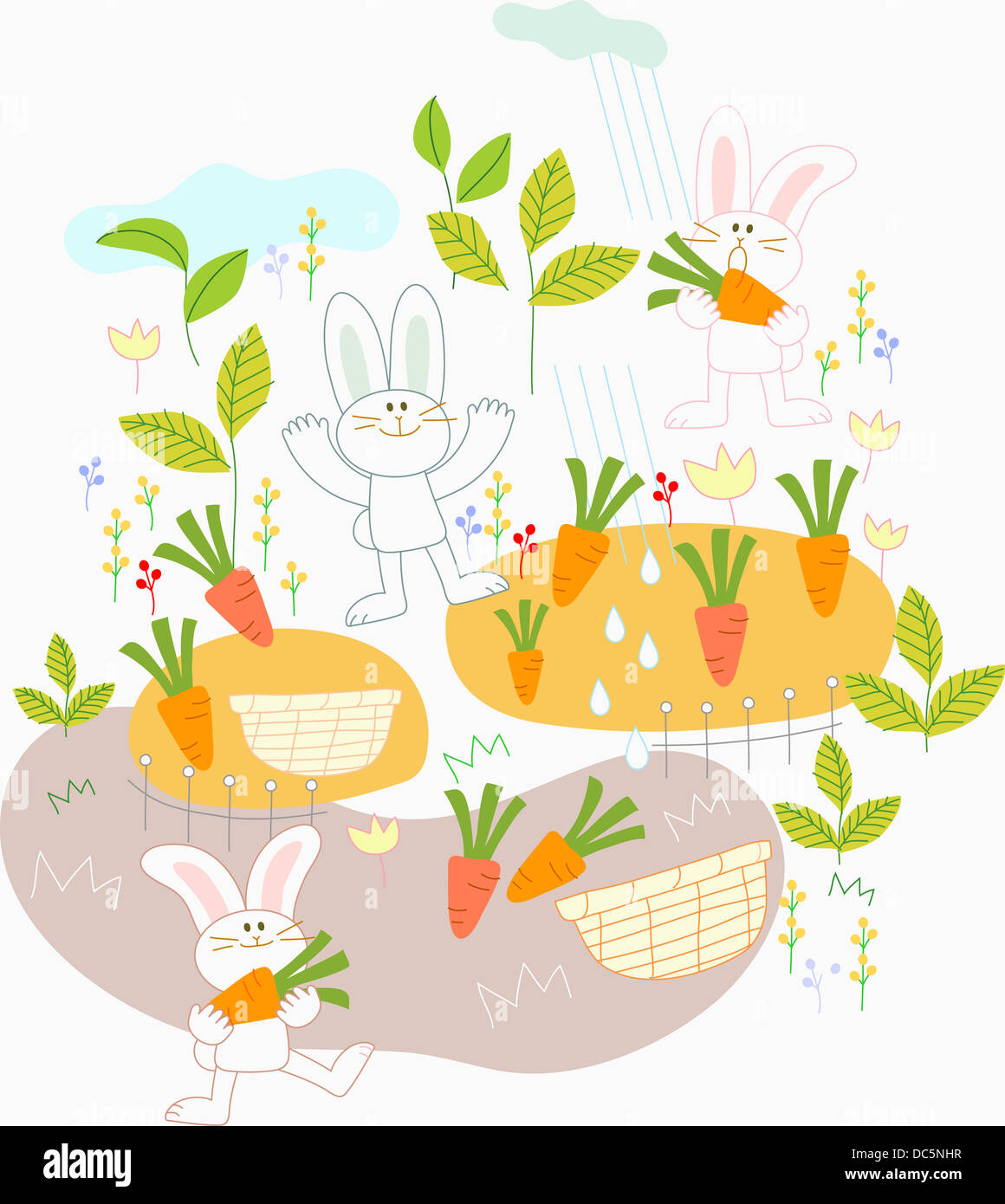 illustration of rabbits and carrots Stock Photo - Alamy