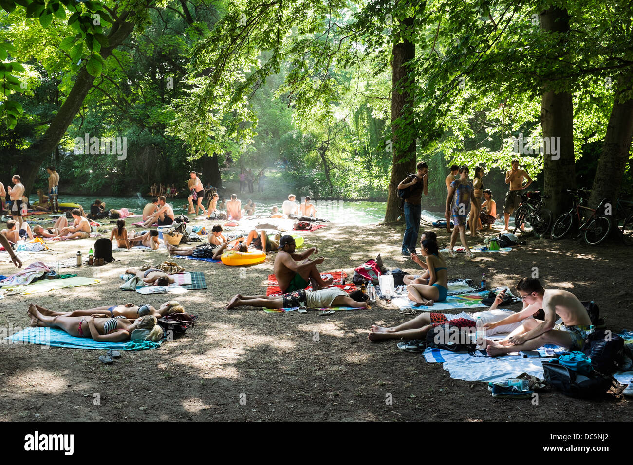 English garden in Munich on a hot summer day, Germany Stock Photo - Alamy