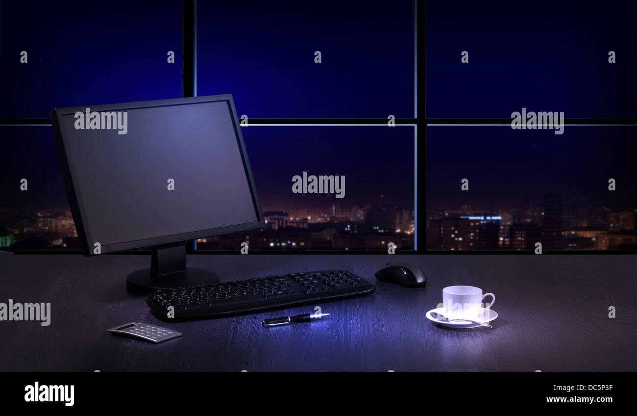 Office at night Stock Photo - Alamy