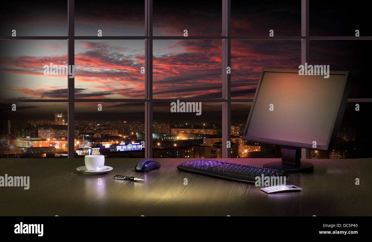 Office at night Stock Photo - Alamy