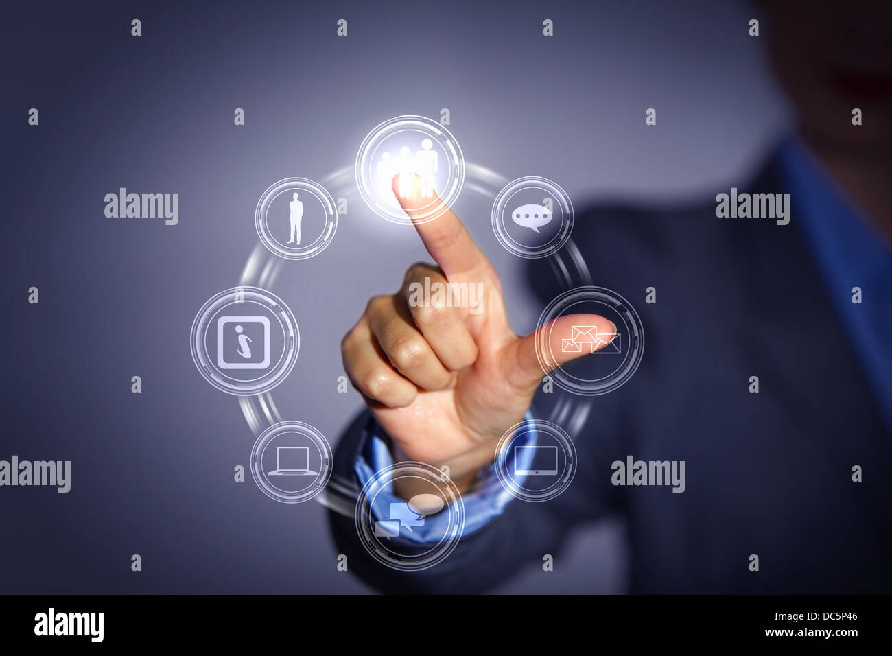 hand pushing on a touch screen Stock Photo - Alamy