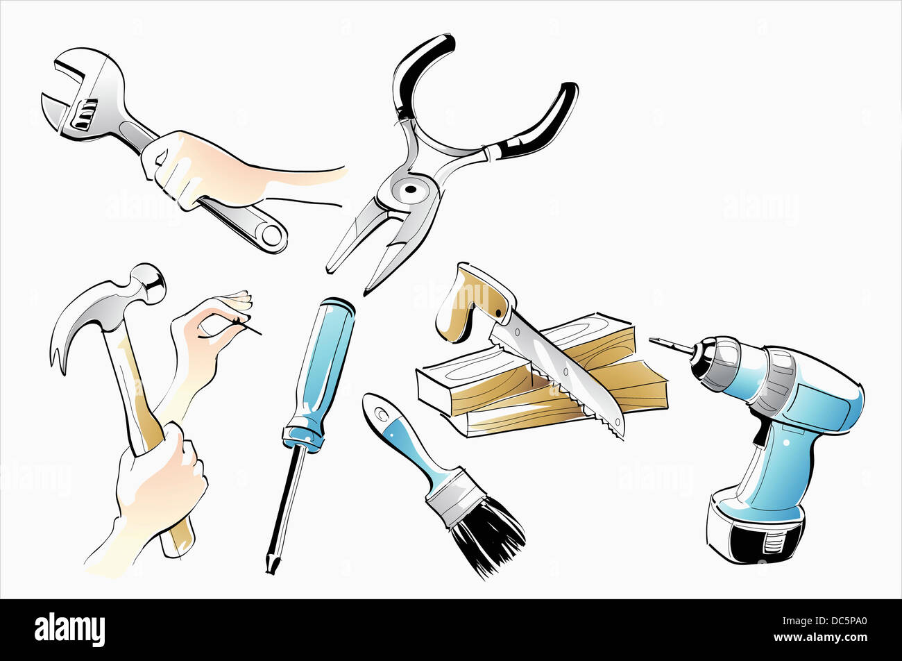 illustration drawing relate to tool Stock Photo - Alamy