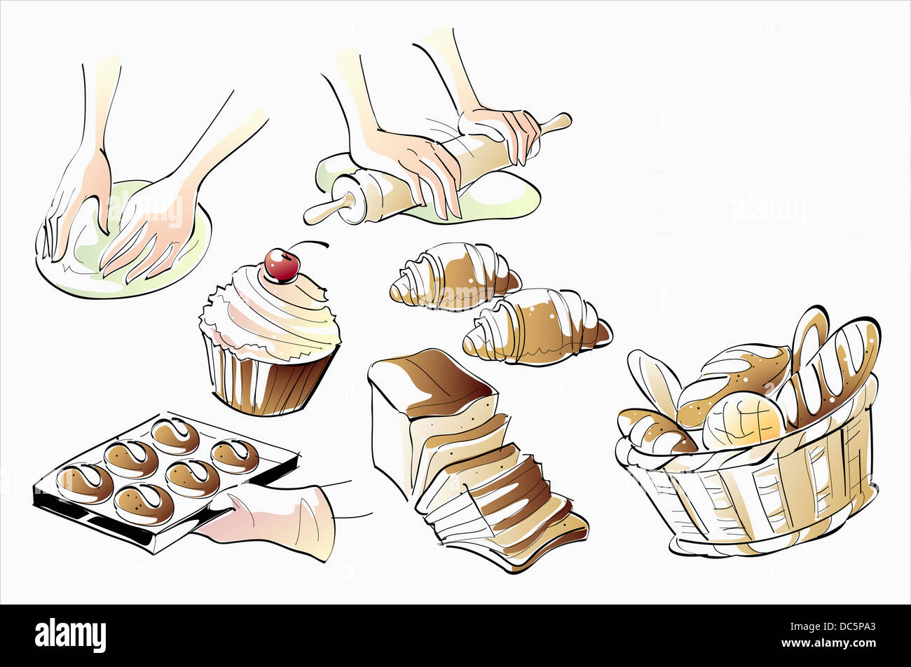 illustration drawing relate to baking Stock Photo - Alamy