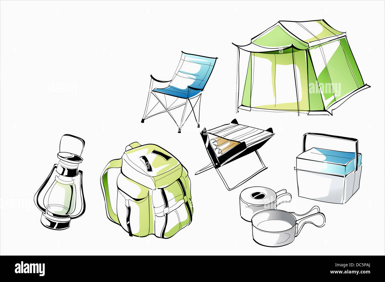 illustration drawing relate to camping Stock Photo - Alamy