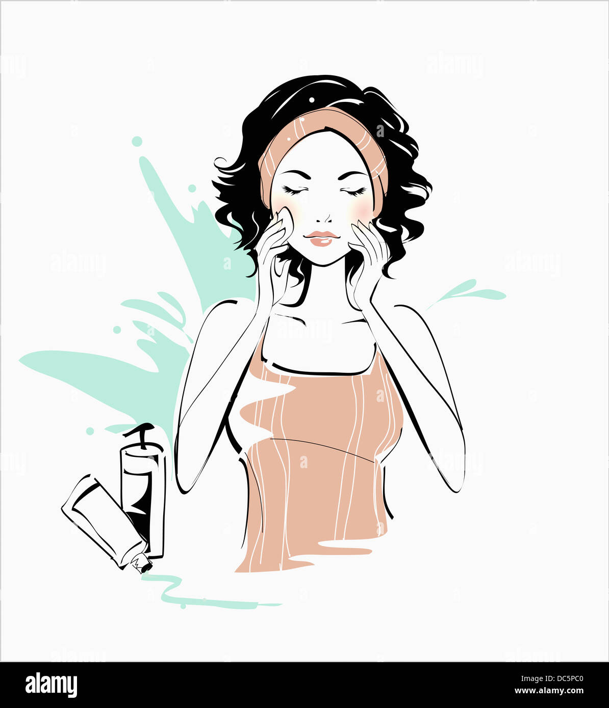 illustration drawing of a woman wearing make up Stock Photo - Alamy