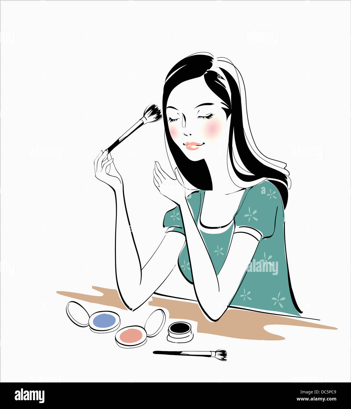 illustration drawing of a woman wearing make up Stock Photo - Alamy