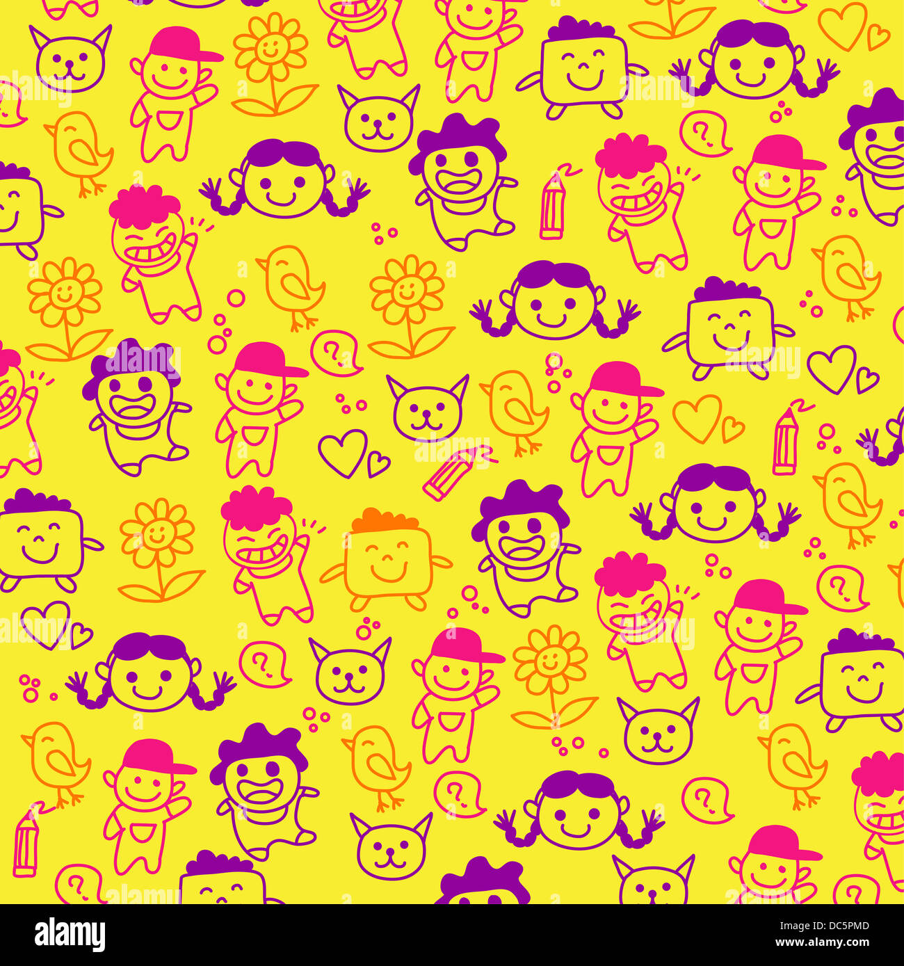 yellow background with illustration icons Stock Photo - Alamy