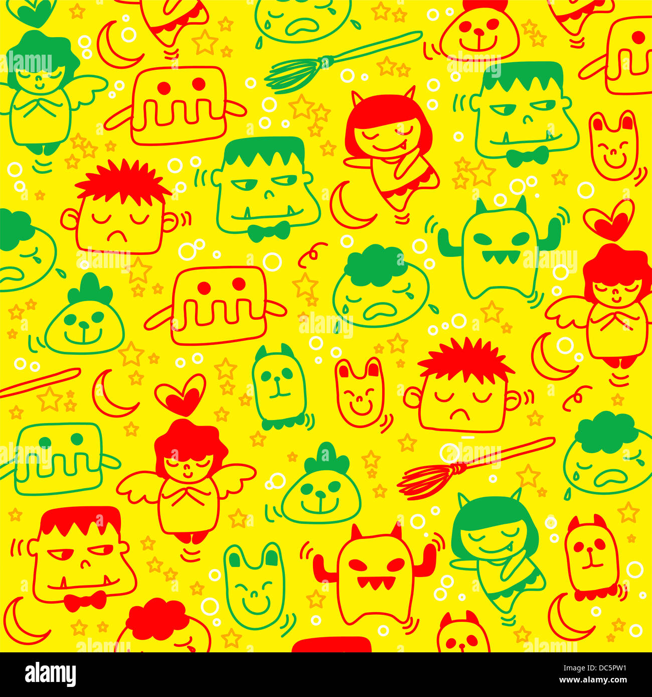 yellow background with illustration icons Stock Photo - Alamy