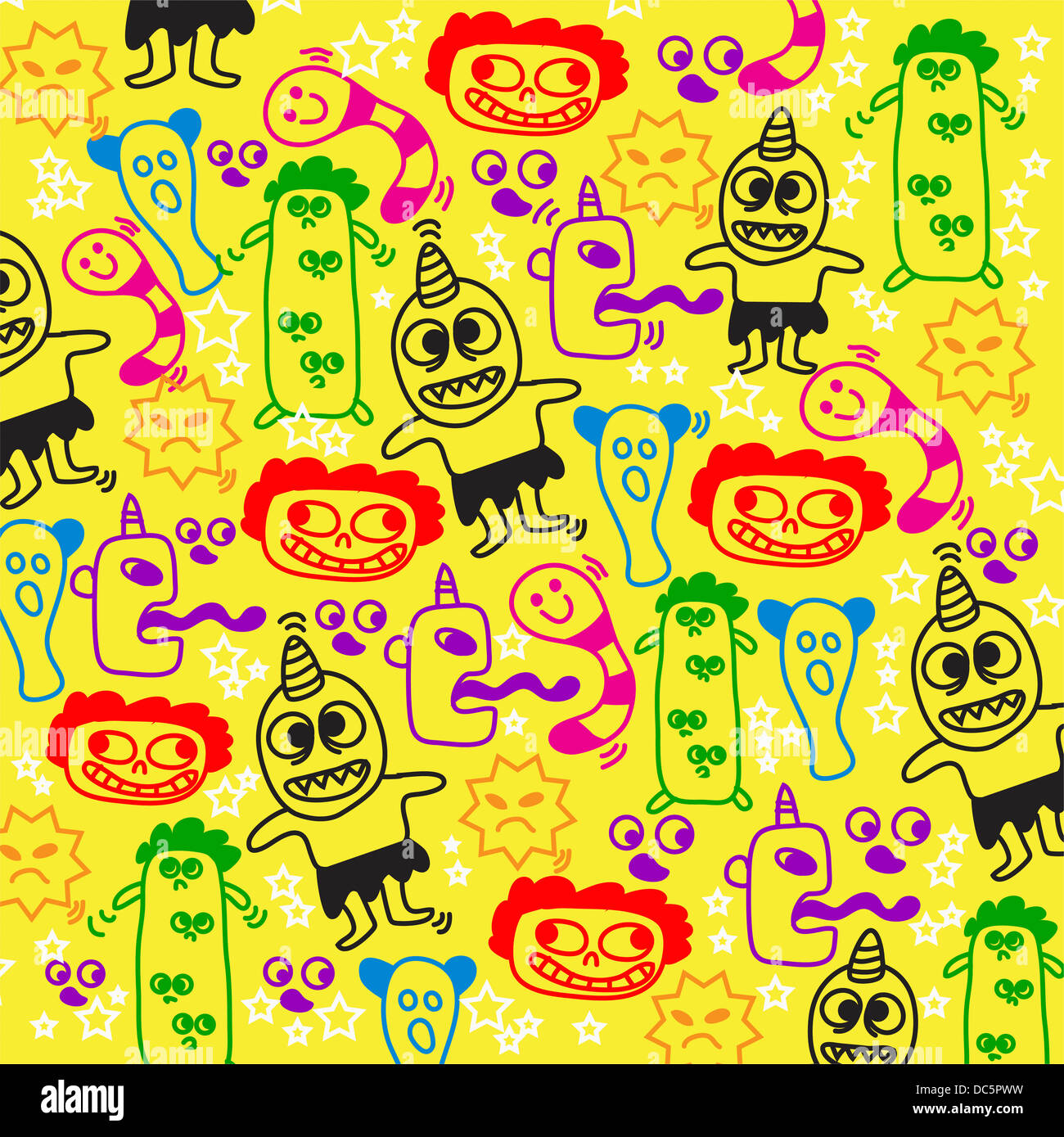 yellow background with illustration icons Stock Photo - Alamy